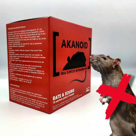 15 blocs raticide Brodifacoum 0,0012% cave, sous-sol, jardin | Akanoid