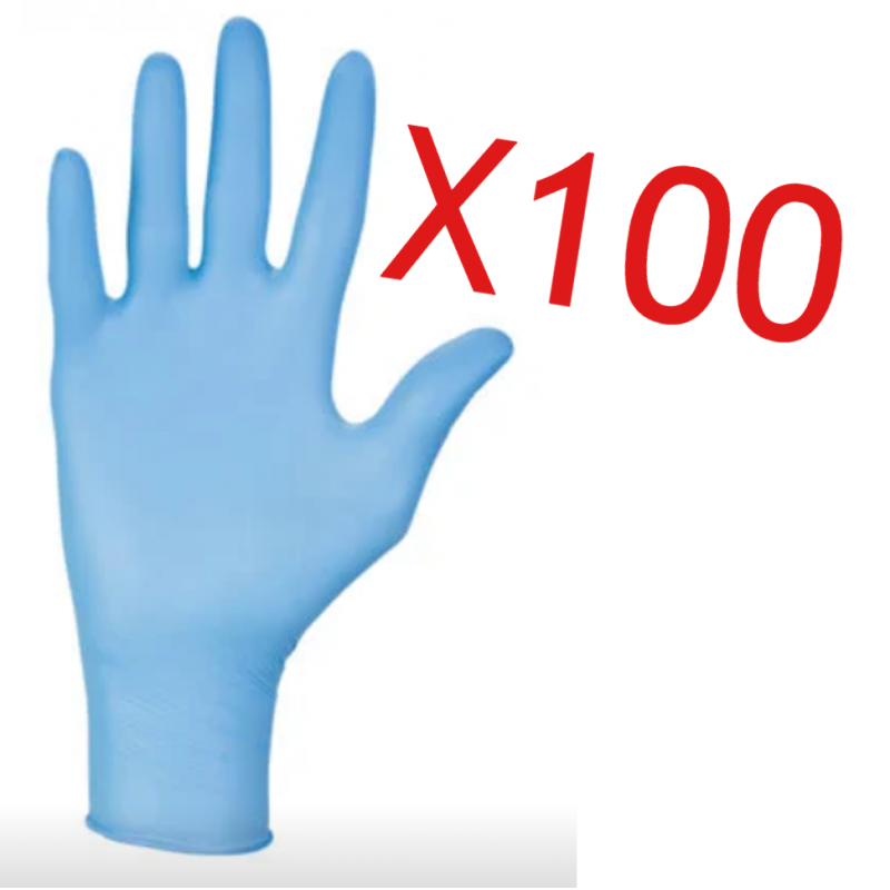 Boite 100 gant jetable de protection nitrile bleu non poudré taille L