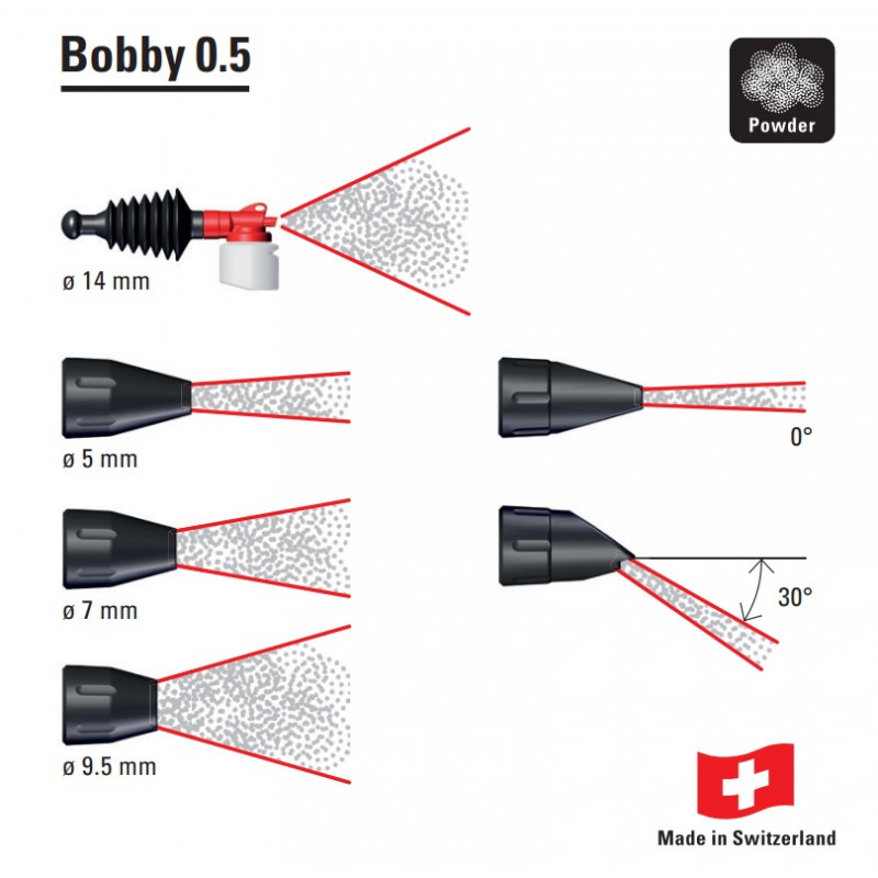 BOBBY 0.5 L Birchmeier, poudreuse à main • 5 buses fournies
